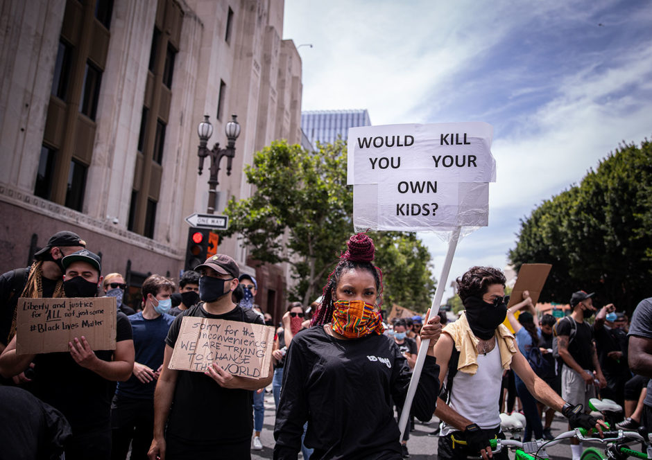 Scenes from Tuesday's Protests in Los Angeles